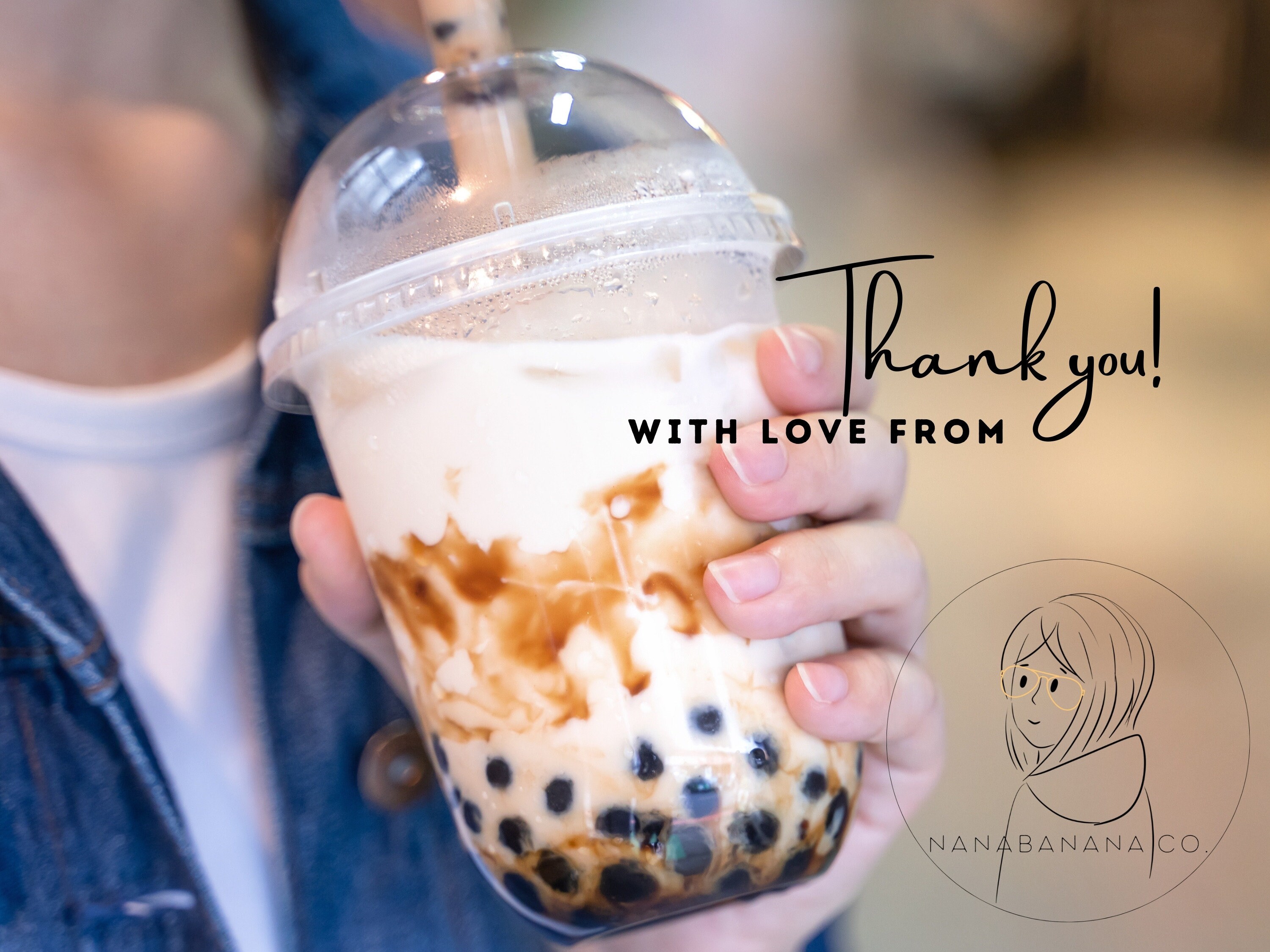 Custom Printable Boba Bubble Tea Thank You Tags, Party Favor Tags, Gift ...