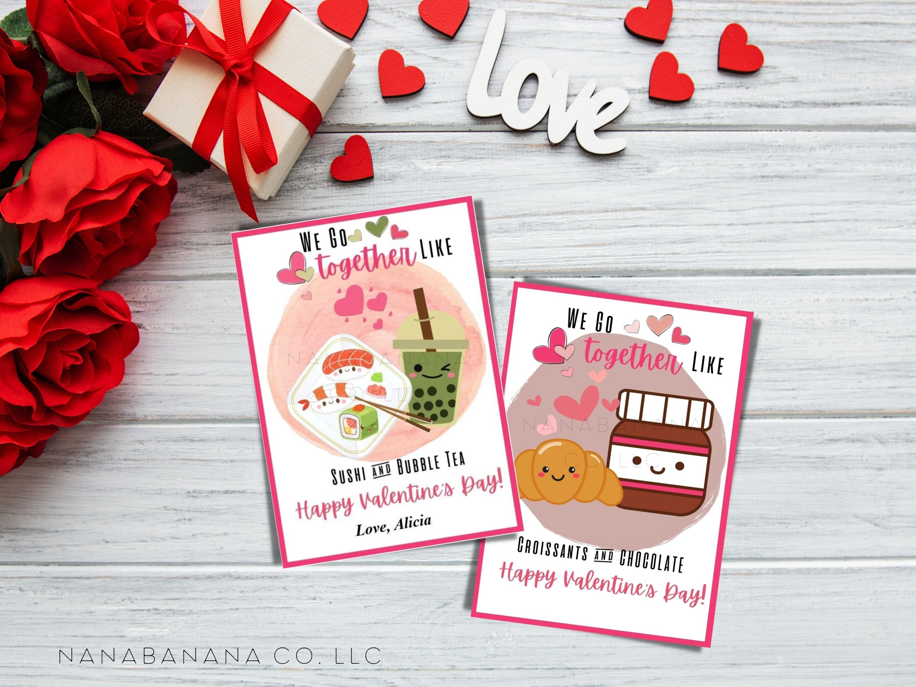 Printable Editable Kawaii Valentine Cards, Perfect Pair Valentine ...