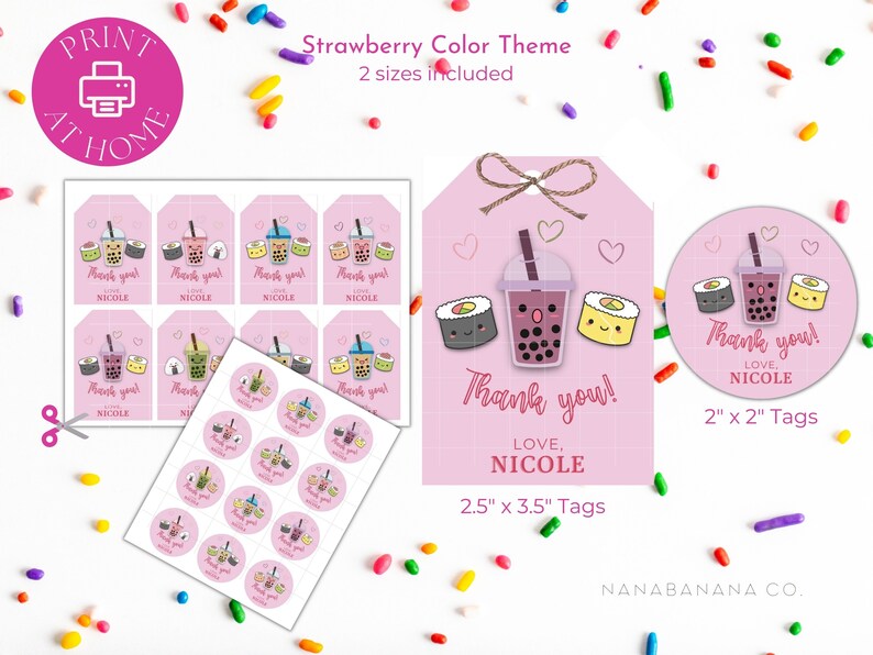 Custom Printable Sushi Boba Bubble Tea Thank You Tags Party - Etsy Ireland