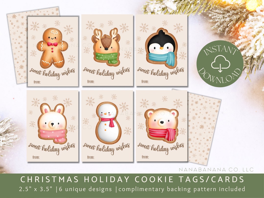 Printable Christmas Holiday Cookie Tags, Christmas Classroom Exchange ...