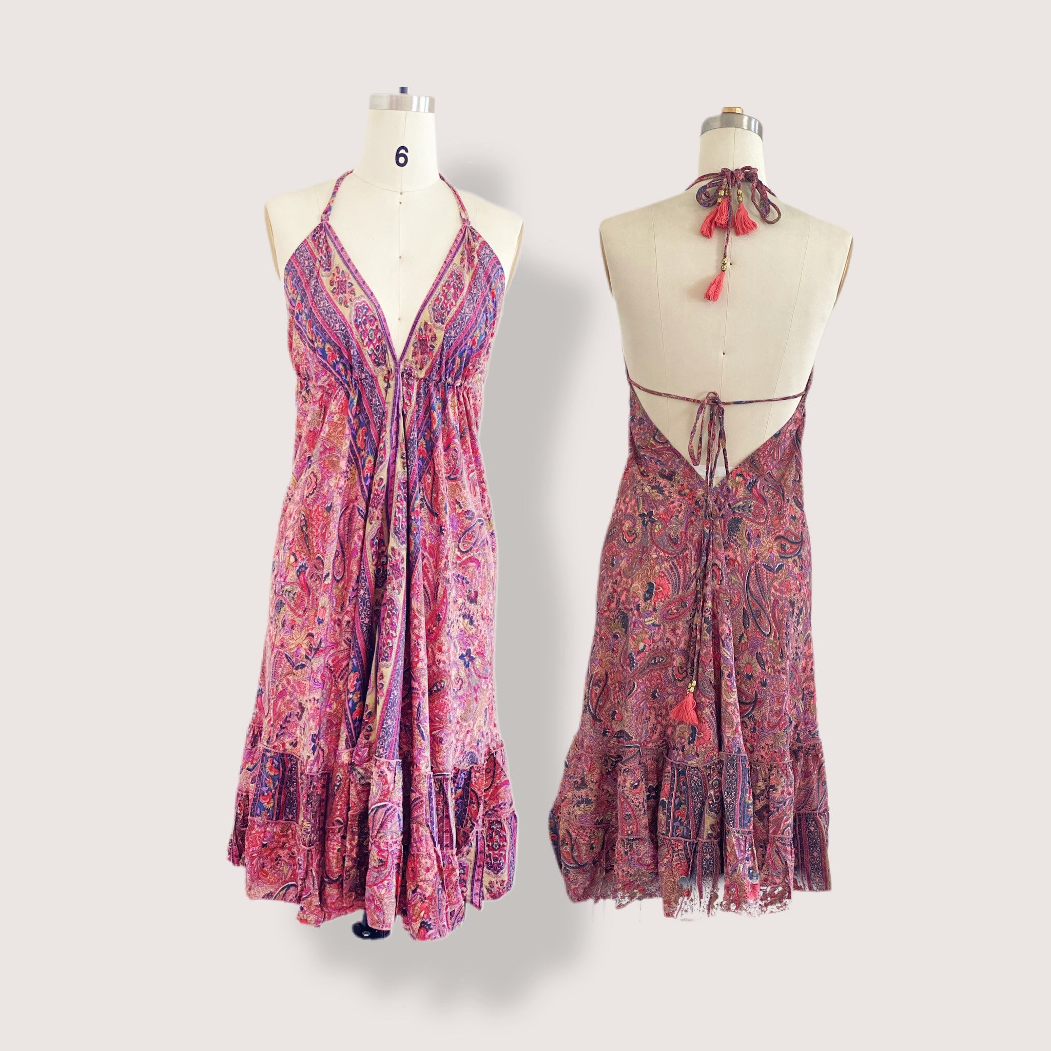 Boho Halter beach Summer Dress Halter midi dress summer | Etsy