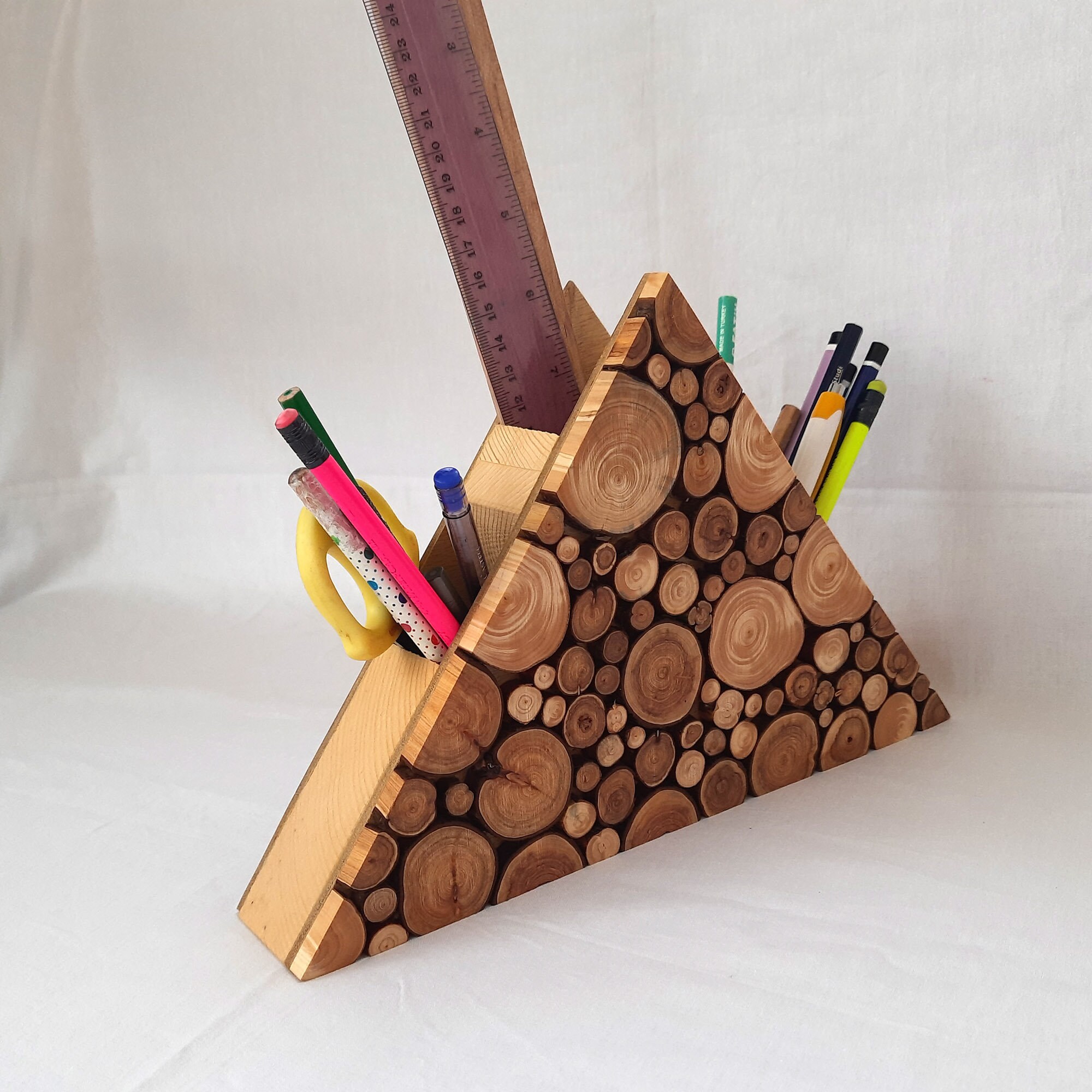 Desk Pen Holder, Wooden Pencil Holder, Pencil Box, Desk Organizer, Wood ...
