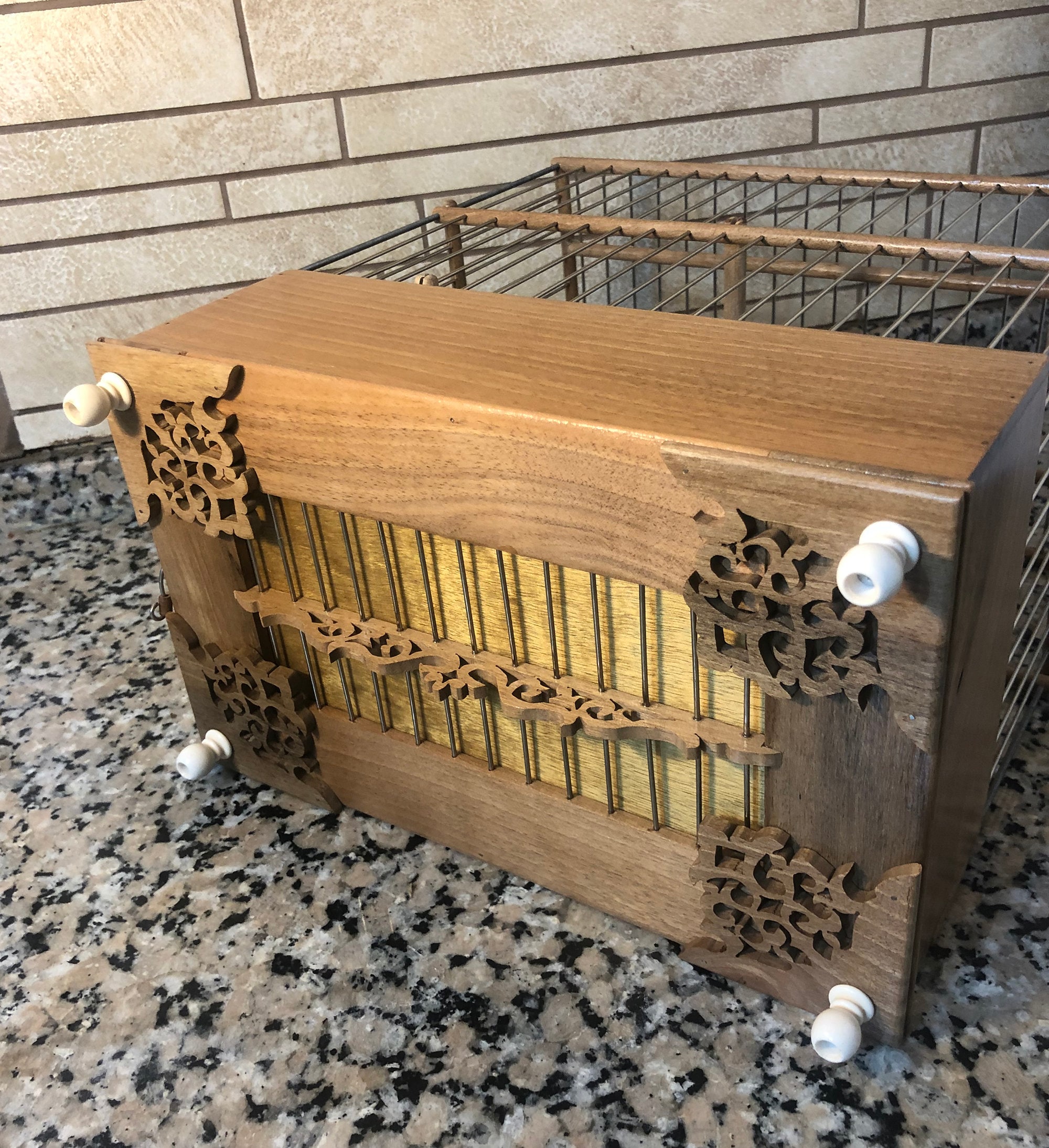 Wooden Bird Cage, Wood Cage, Walnut Cage, Goldfinch Cage - Etsy