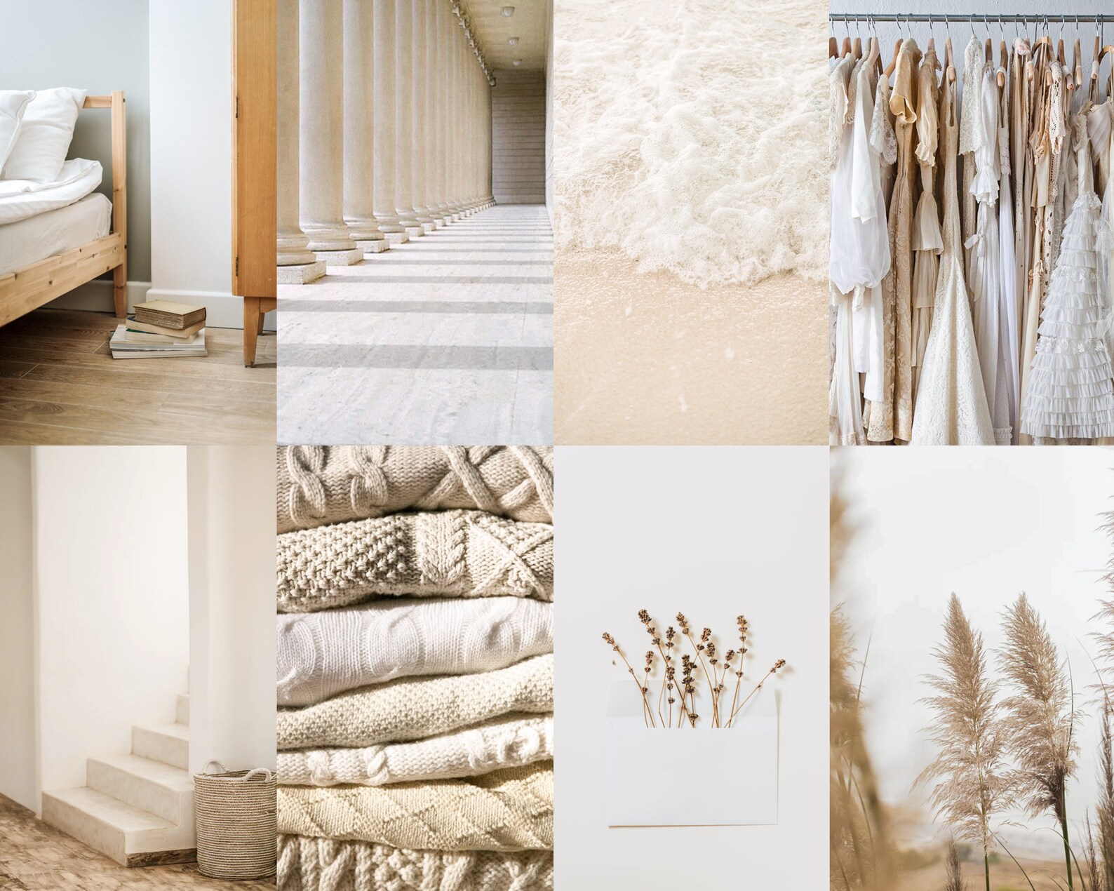 Cream & White Aesthetic Wall Collage Kit | Minimalist Dorm Decor ...