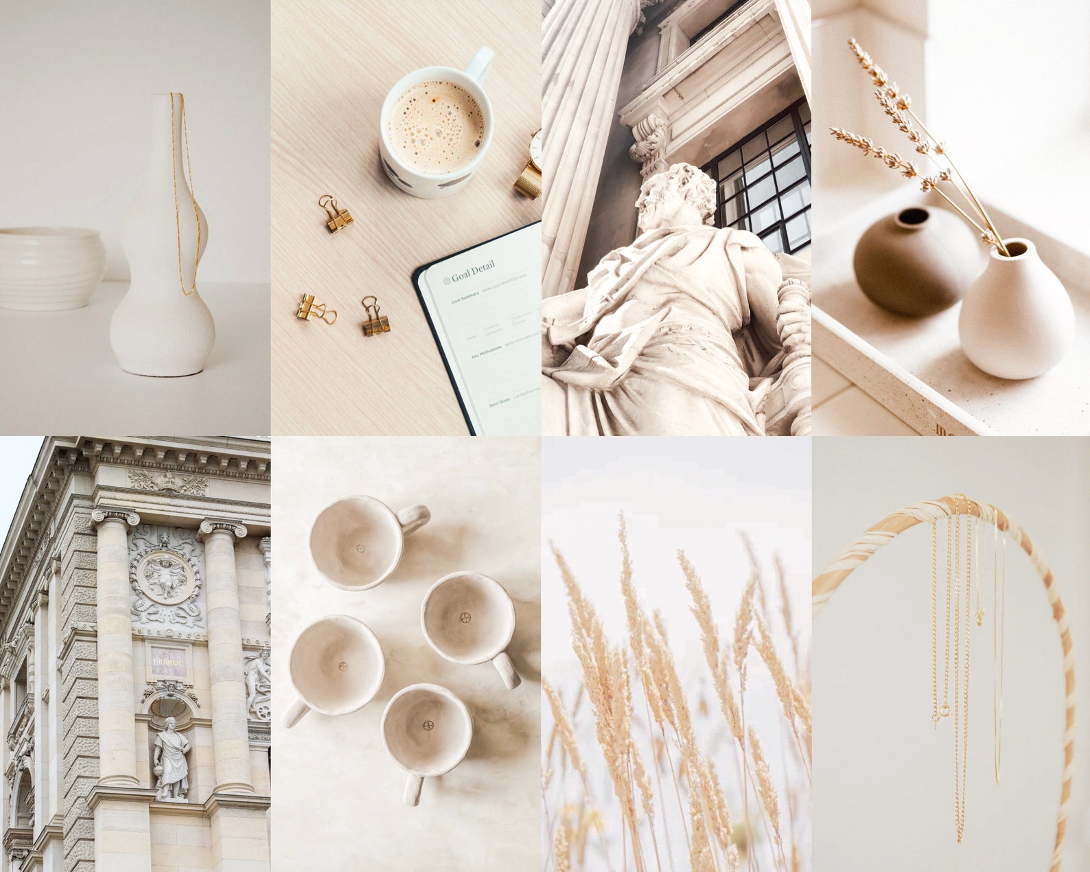 Cream & White Aesthetic Wall Collage Kit | Minimalist Dorm Decor ...