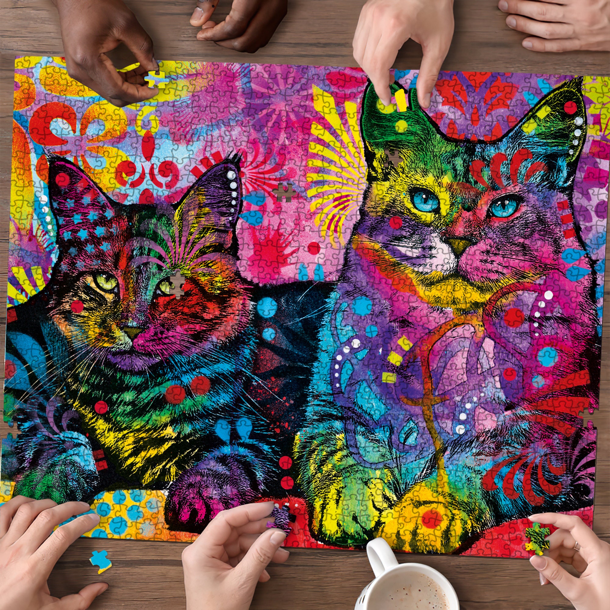 Cat Puzzle Colorful Cat Puzzle/ Brilliant Watercolor Animal | Etsy