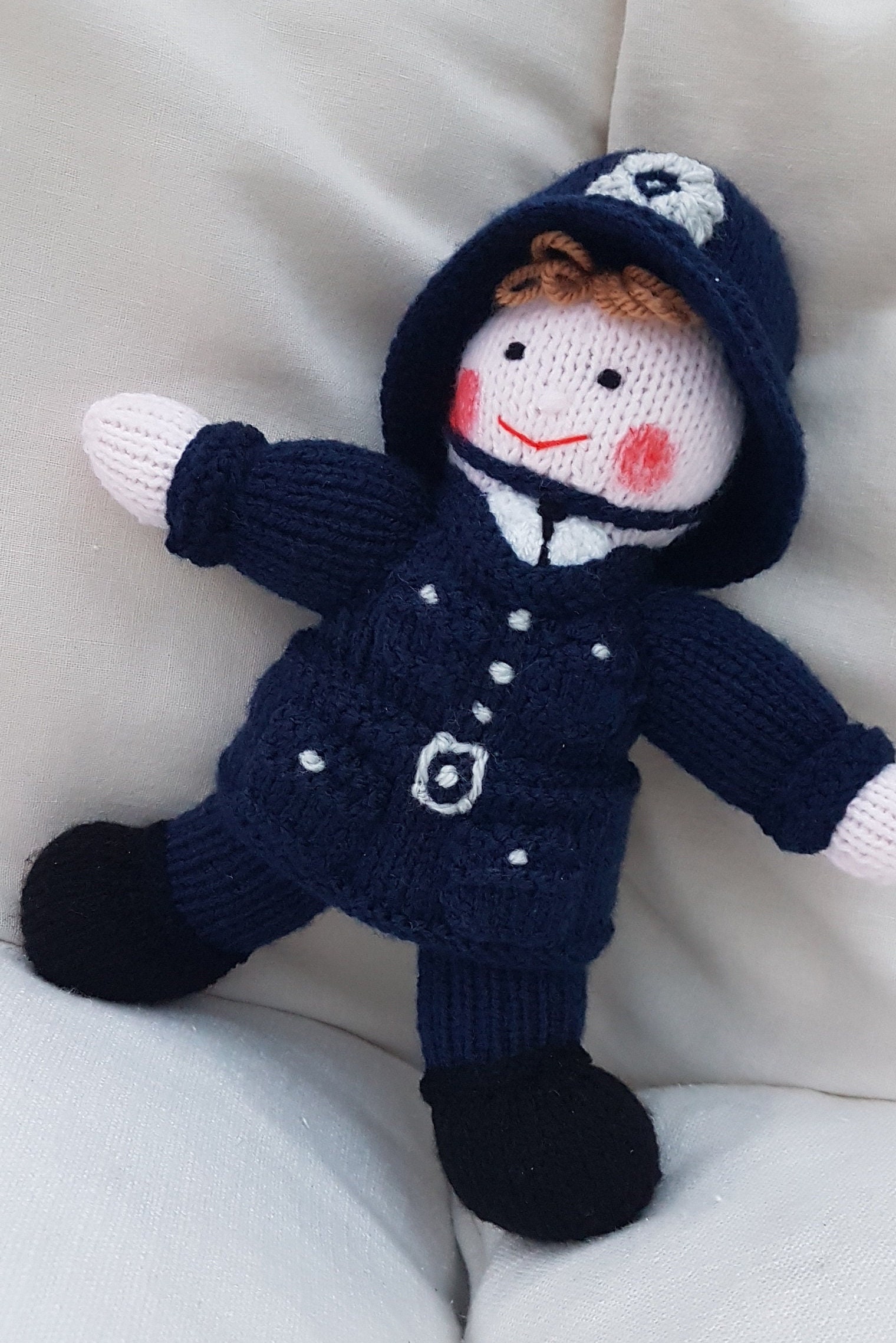 Hand Knitted Toy Policeman - Etsy UK
