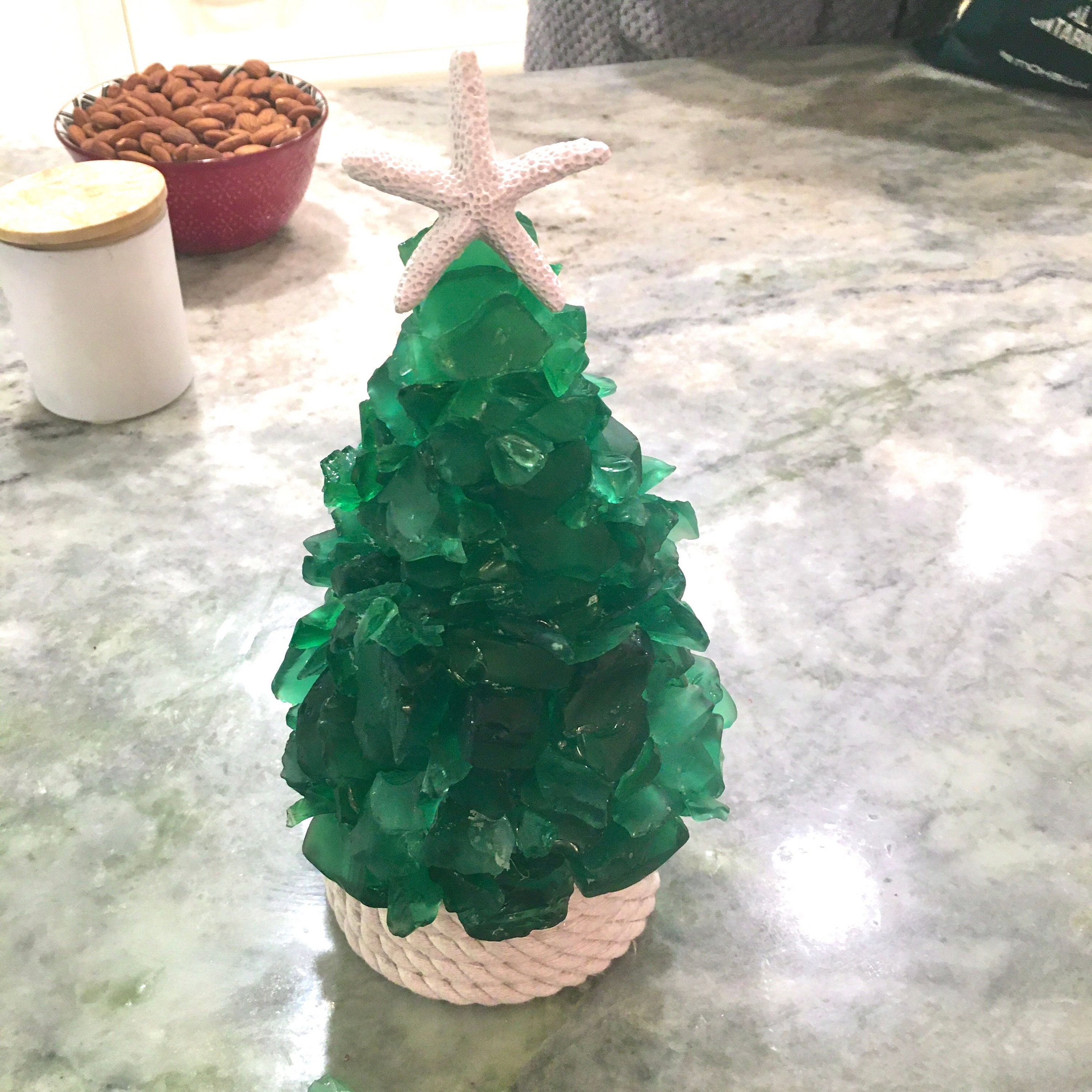 Seaglass evergreen Tree in Shades of Green One of a Kind - Etsy