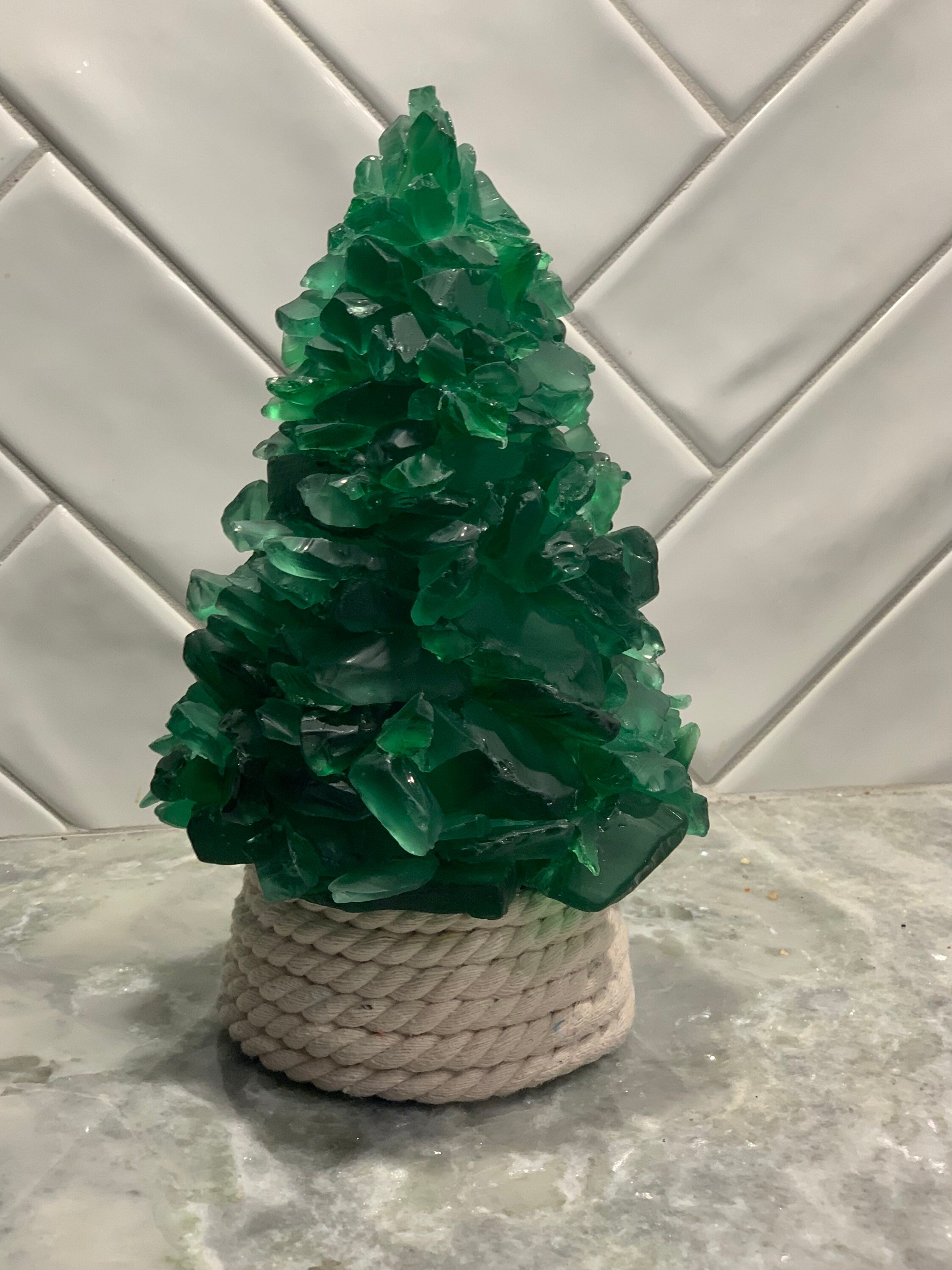 Seaglass “evergreen” Tree in Shades of Green-- One of a Kind, Unique ...
