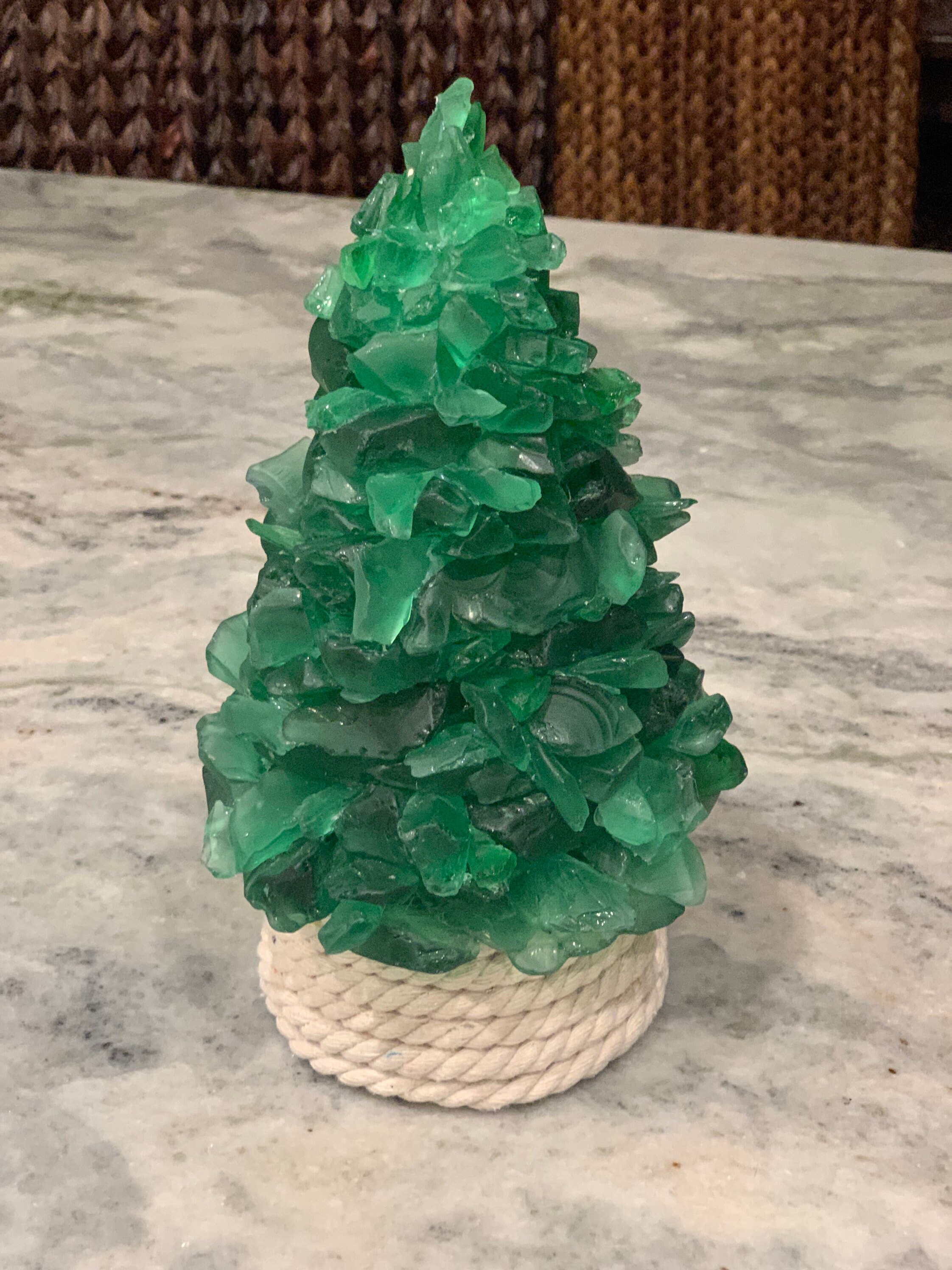 Seaglass evergreen Tree in Shades of Green One of a Kind - Etsy
