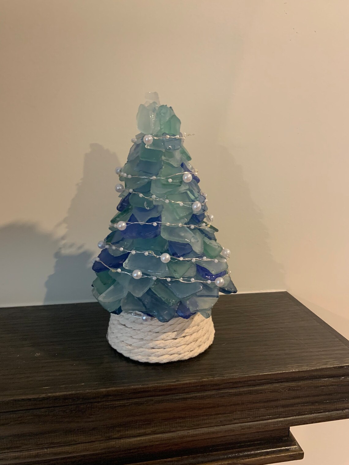 Sea Glass Christmas Tree one-of-a-kind With Nautical Rope - Etsy