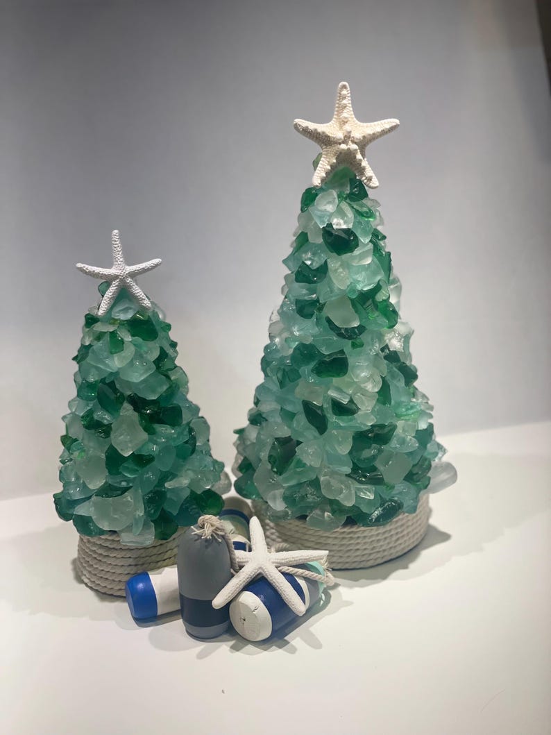 Sea Glass (9 Inch) Christmas Tree Made With Light and Dark Green ...