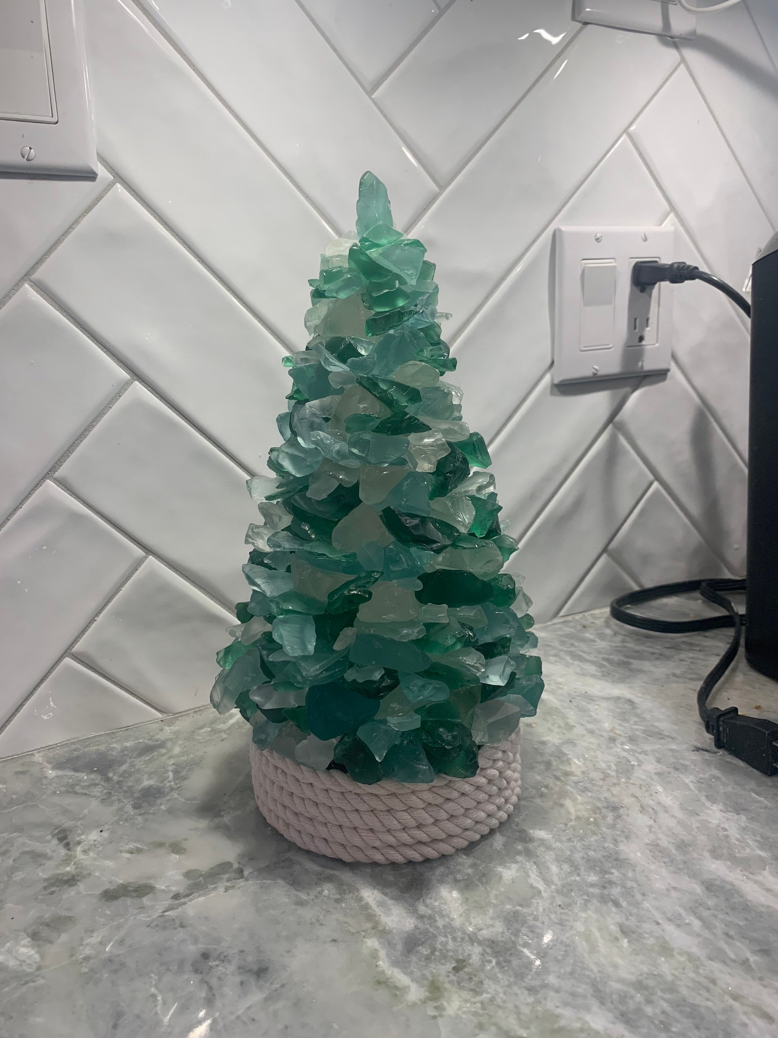 Sea Glass Christmas Tree (12.5 Inch) – Coastal Decor With Starfish - Etsy