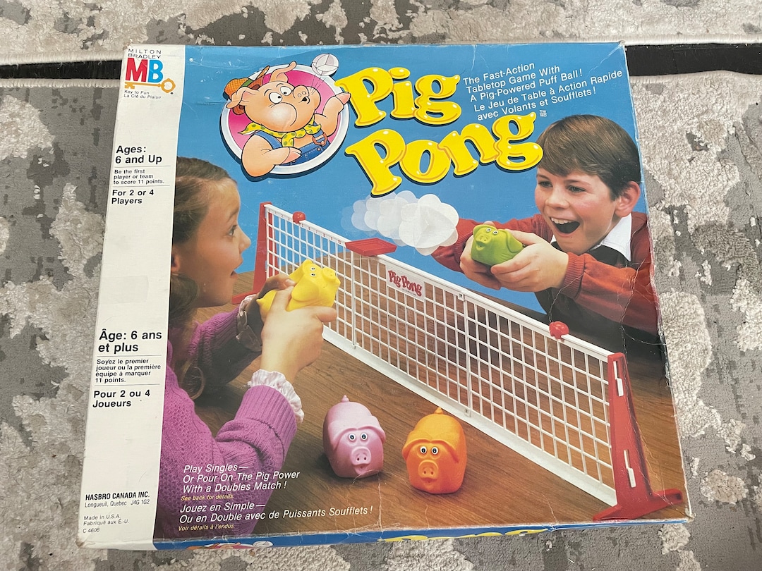 Vintage 1986 Pig Pong Game by Milton Bradley | Family Game Night ...