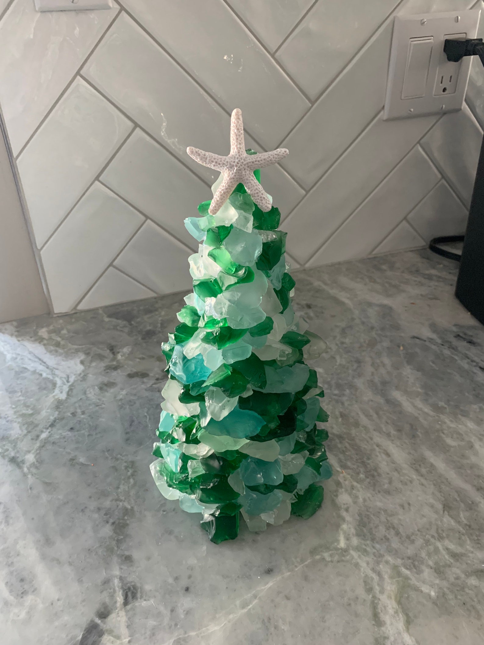 Sea Glass Christmas Tree (12.5 Inch) – Coastal Decor With Starfish - Etsy