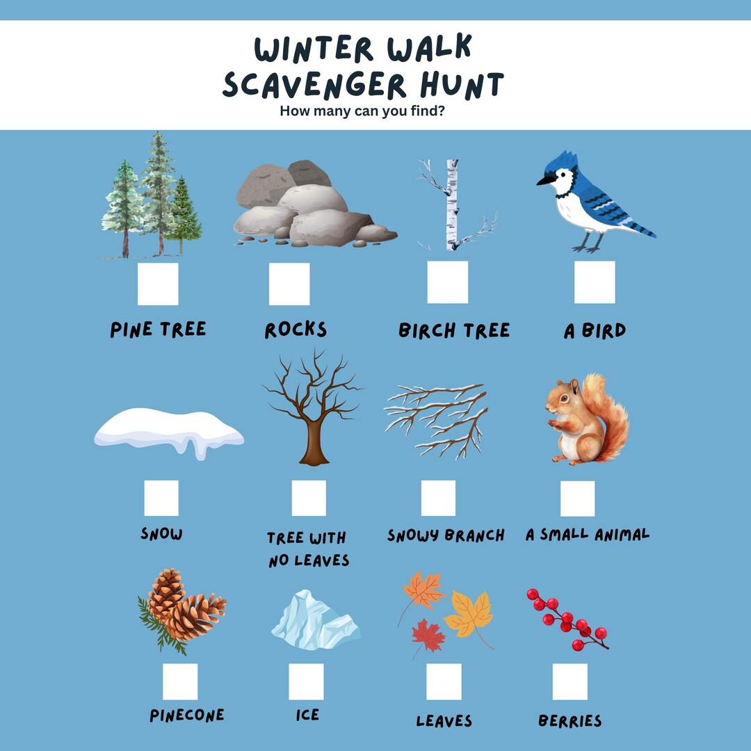 Nature Walk Scavenger Hunt, Winter Nature Walk, Young Kids, Canada ...