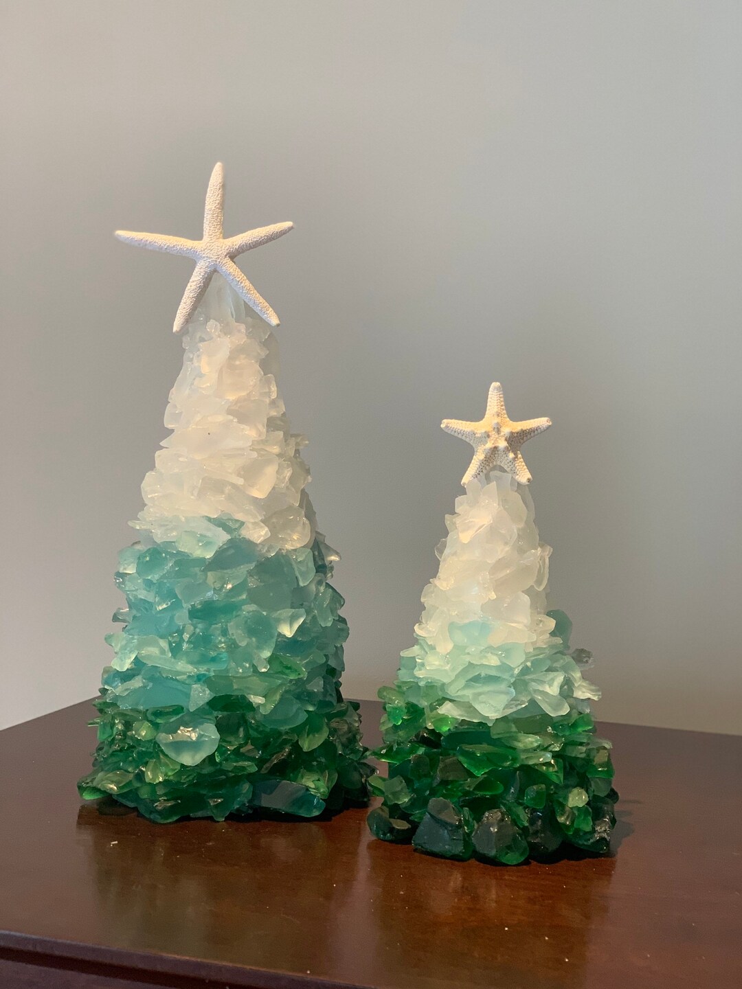 Sea Glass (12.5 Inch) Christmas Tree in Ombre Shades of Green and White ...
