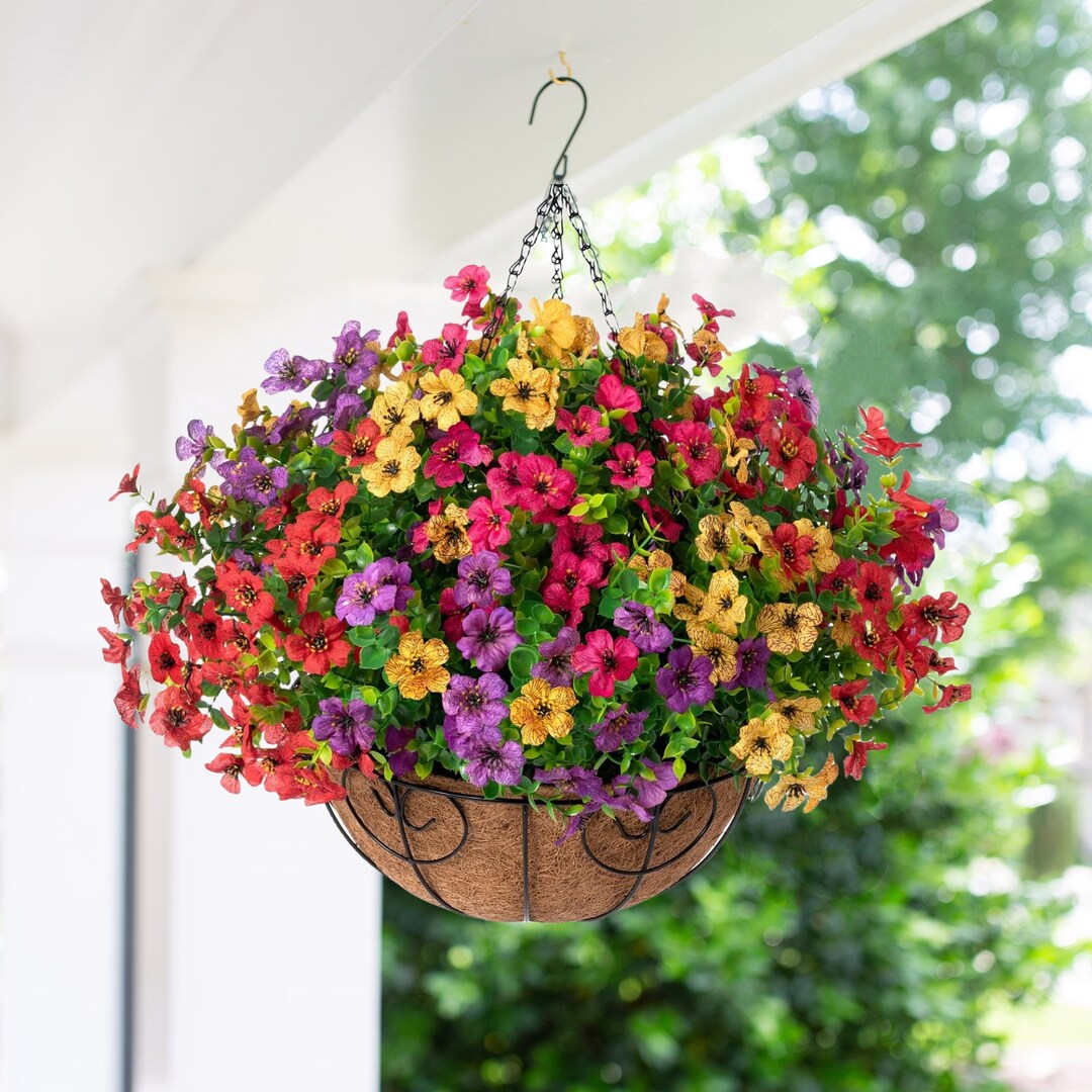 Artificial Daisy Hanging Basket: UV Resistant Faux Fall Flowers - Etsy