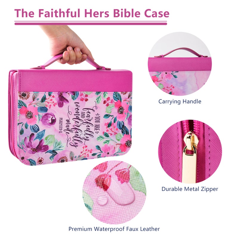 Bible Cover Case Floral With Pen Holder Matched Bookmarks - Etsy