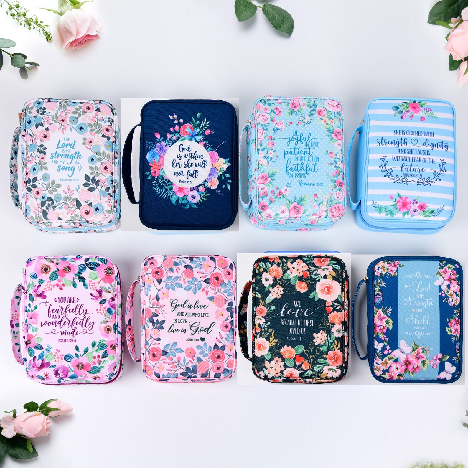 Floral Bible Cover Case With Scripture Carrying Church Bag - Etsy