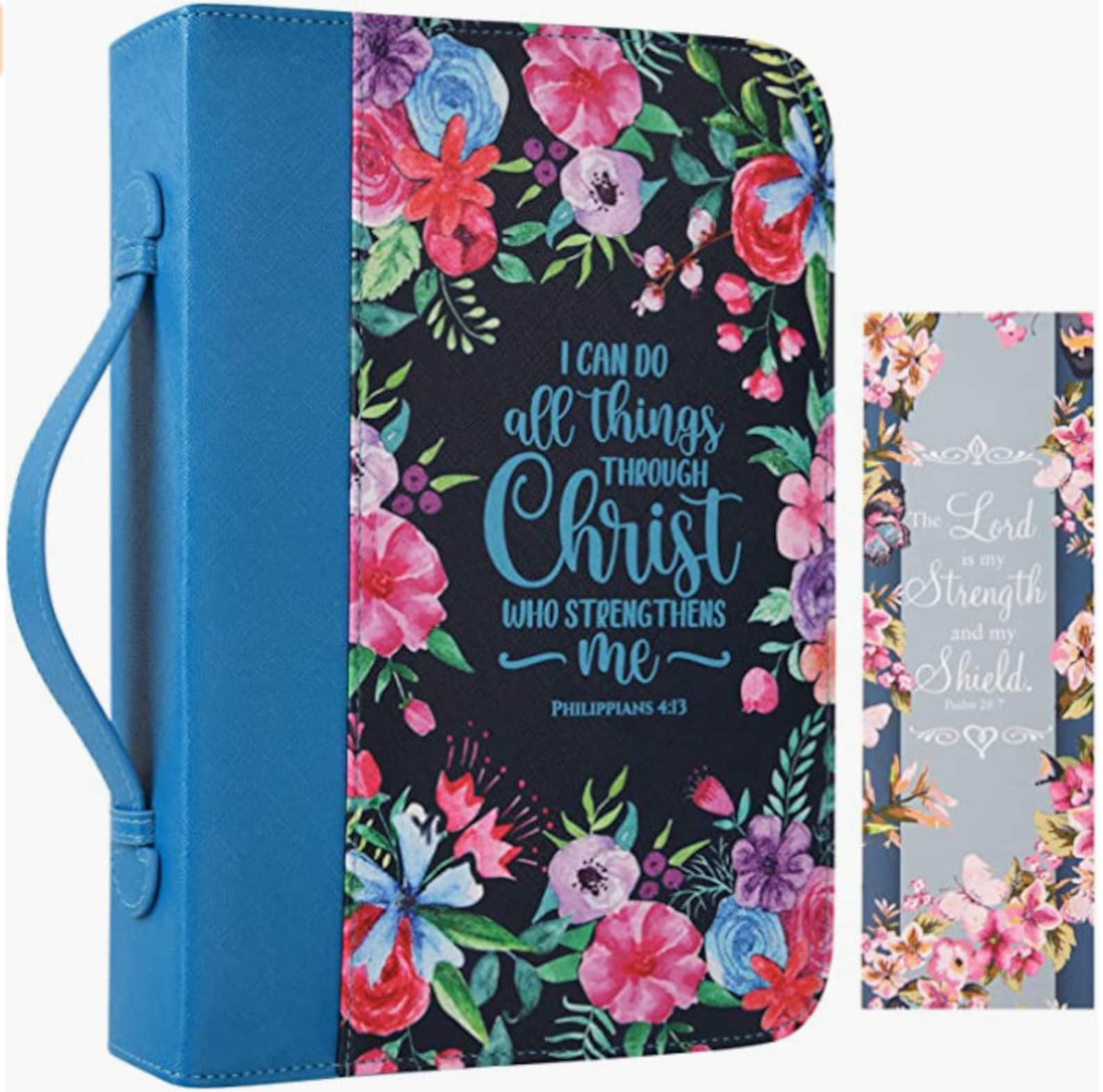 Bible Cover Case Floral With Pen Holder Matched Bookmarks - Etsy