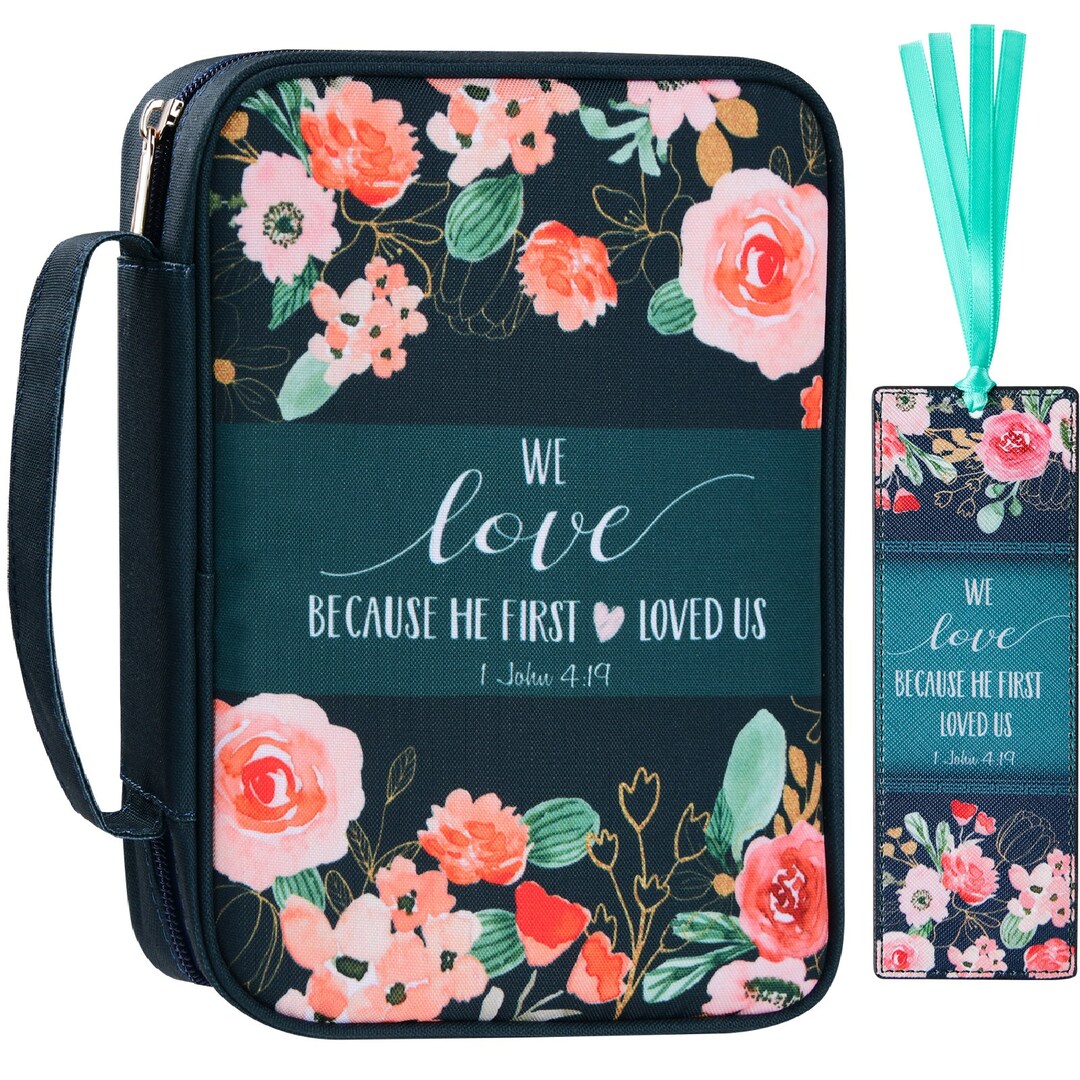 Floral Bible Cover Case With Scripture Carrying Church Bag With Leather ...