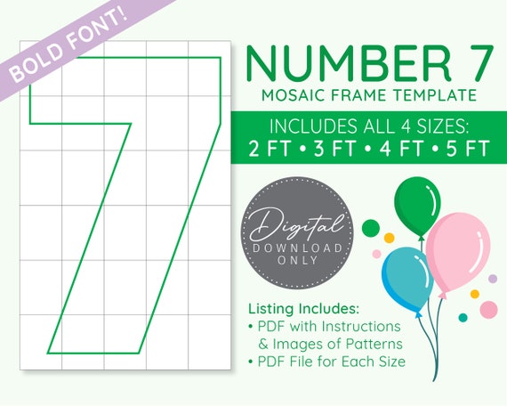 Number 7 Mosaic Digital Template 2 Ft 3 Ft 4 Ft 5 Ft - Etsy