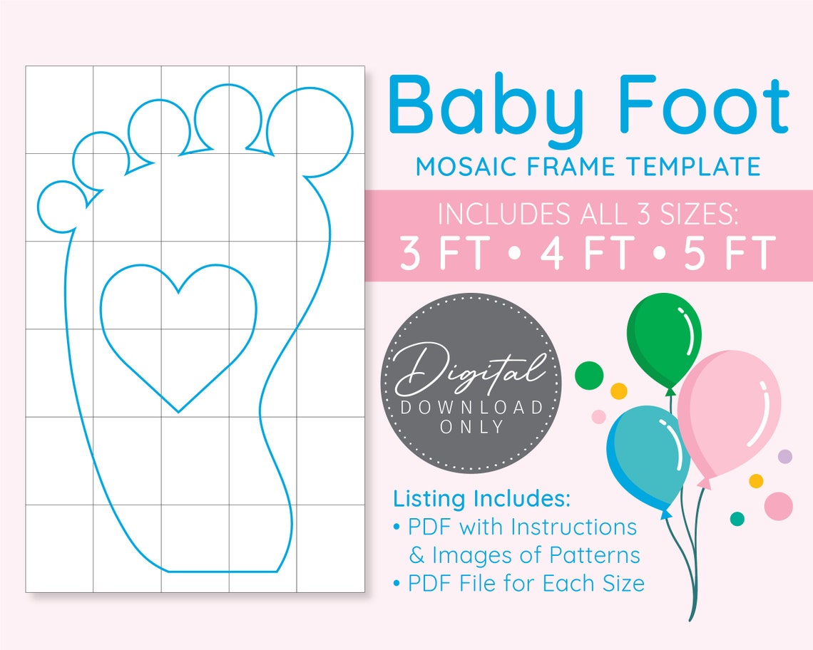 Baby Foot Mosaic Digital Template 3 Ft 4 Ft 5 Ft Baby - Etsy