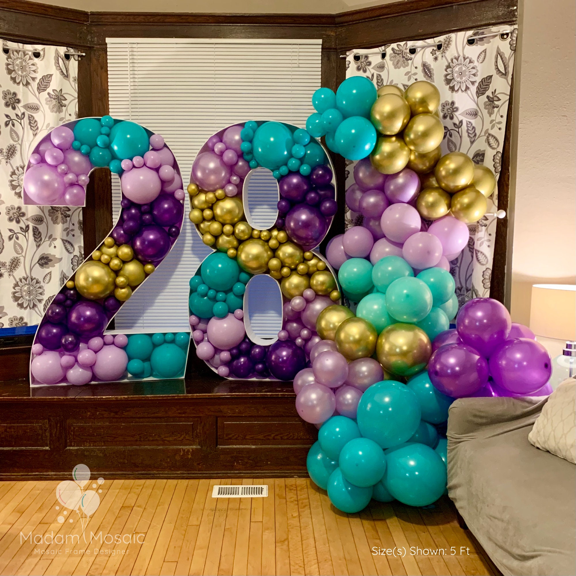 Number 2 Mosaic Digital Template - 2 Ft, 3 Ft, 4 Ft, 5 Ft, Balloon ...