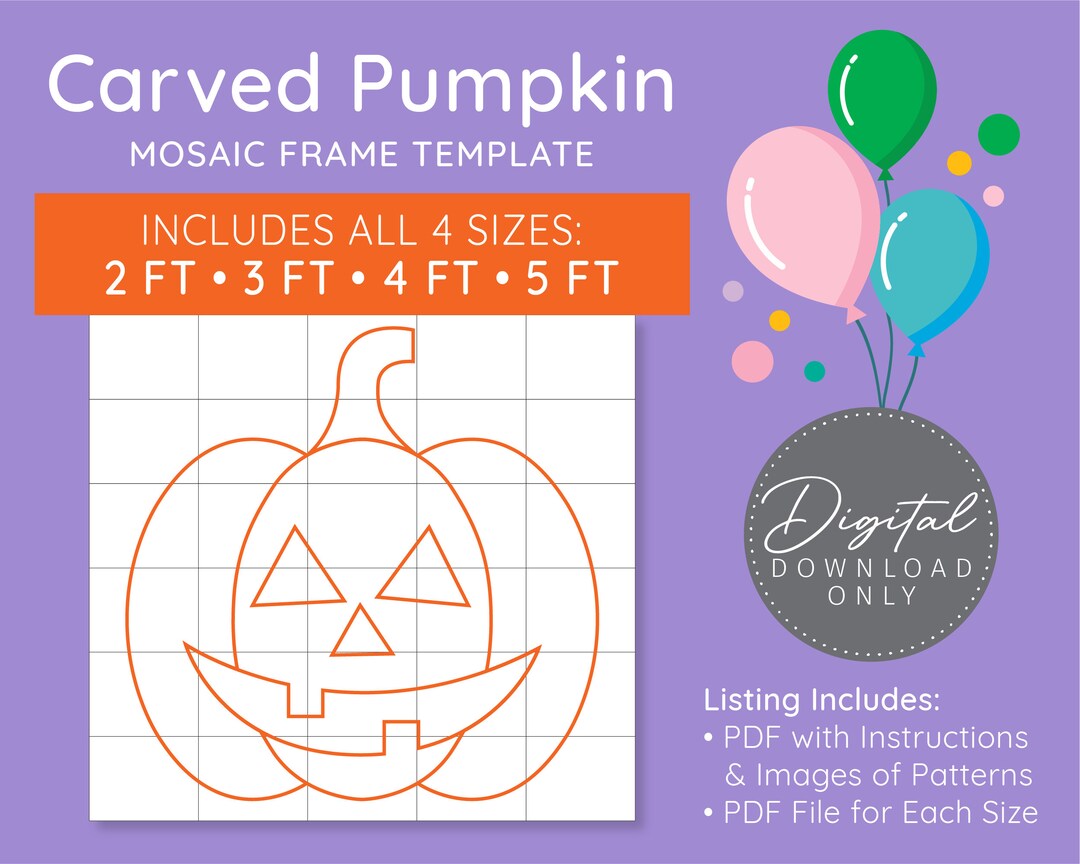Pumpkin Mosaic Digital Template 2 Ft, 3 Ft, 4 Ft, 5 Ft, Pumpkin Balloon ...