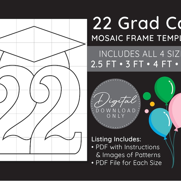 Balloon Mosaic Template Graduation Cap - Etsy