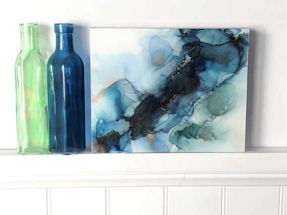 HOW DEEP is the OCEAN Original Alcohol Ink Painting Mounted on - Etsy