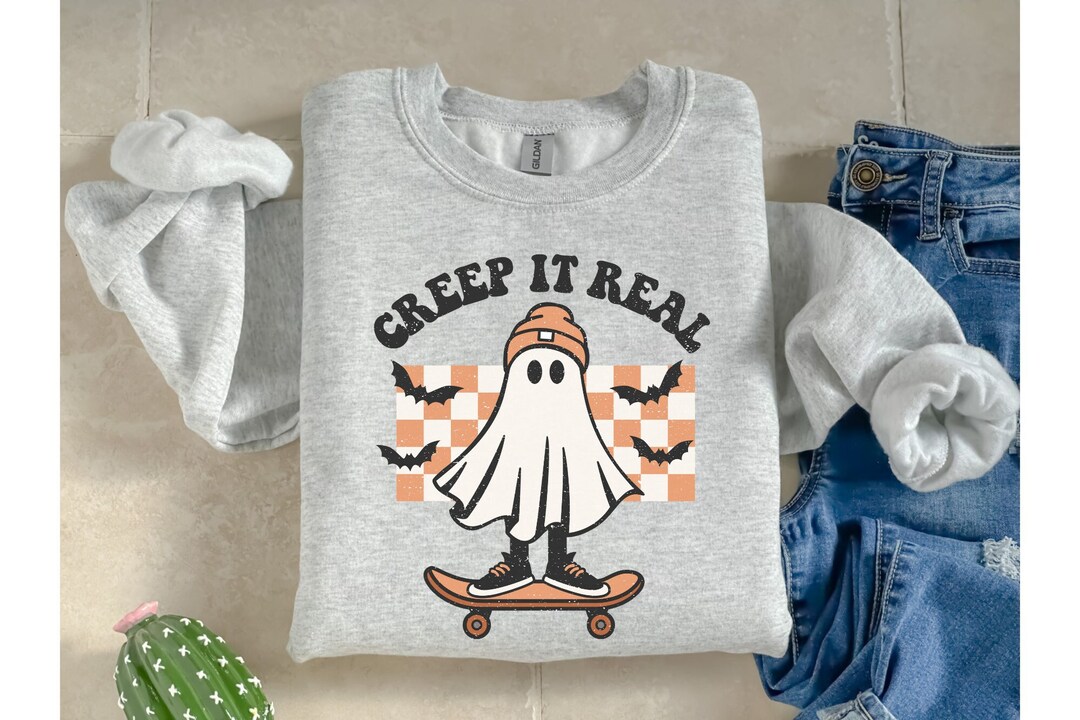 Creep It Real Sweater, Halloween Sweatshirt, Fall Crewneck, Spooky ...