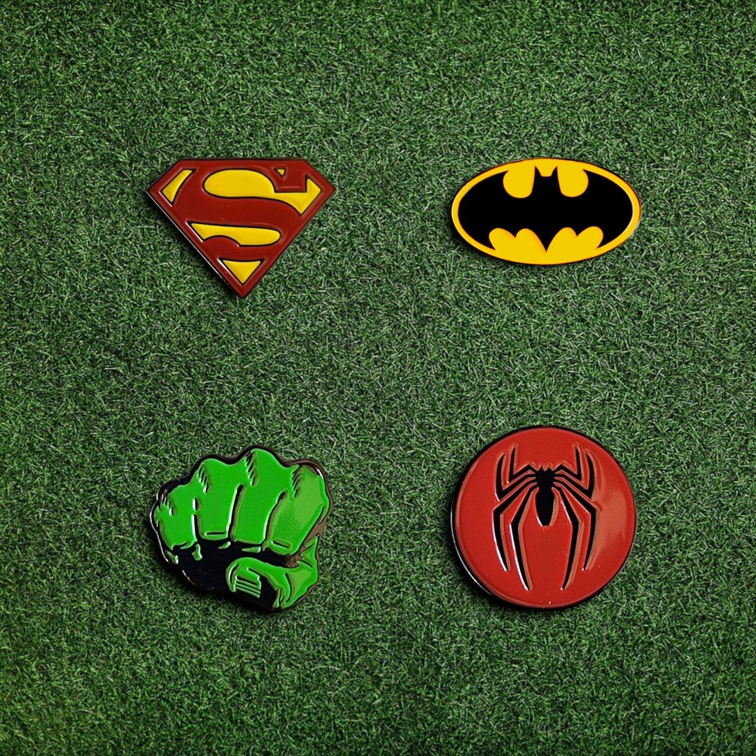 Golf Ball Marker Gift Set - Superheroes | Batman | Superman | Hulk ...