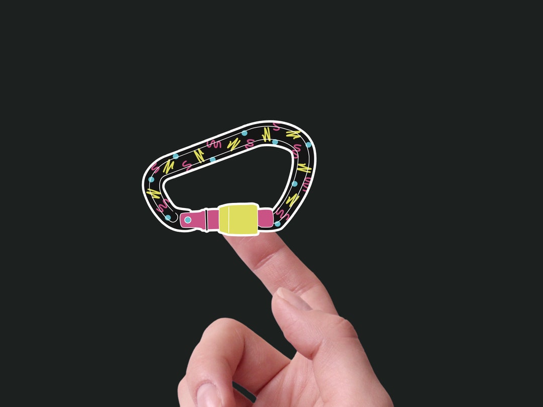 80's Neon Climbing Carabiner Sticker - Waterproof, 3" Wide - Ideal for ...