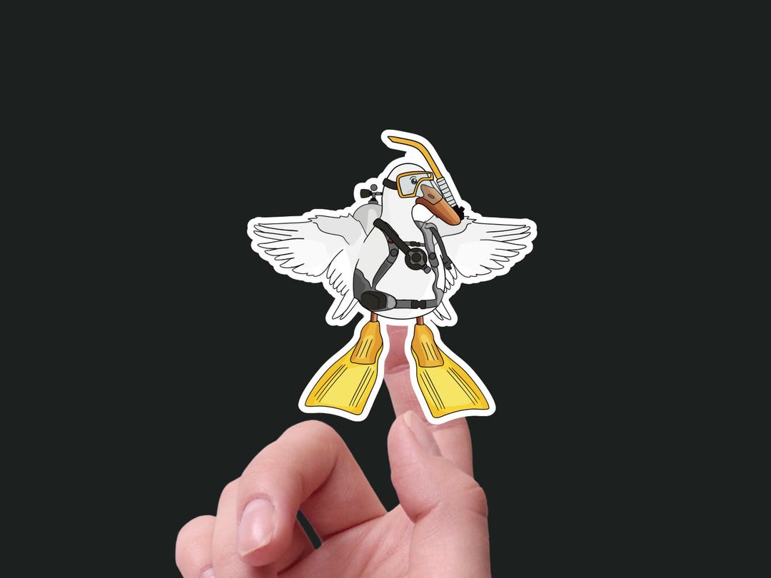 Scuba Diving Duck - Waterproof Vinyl Sticker - Etsy