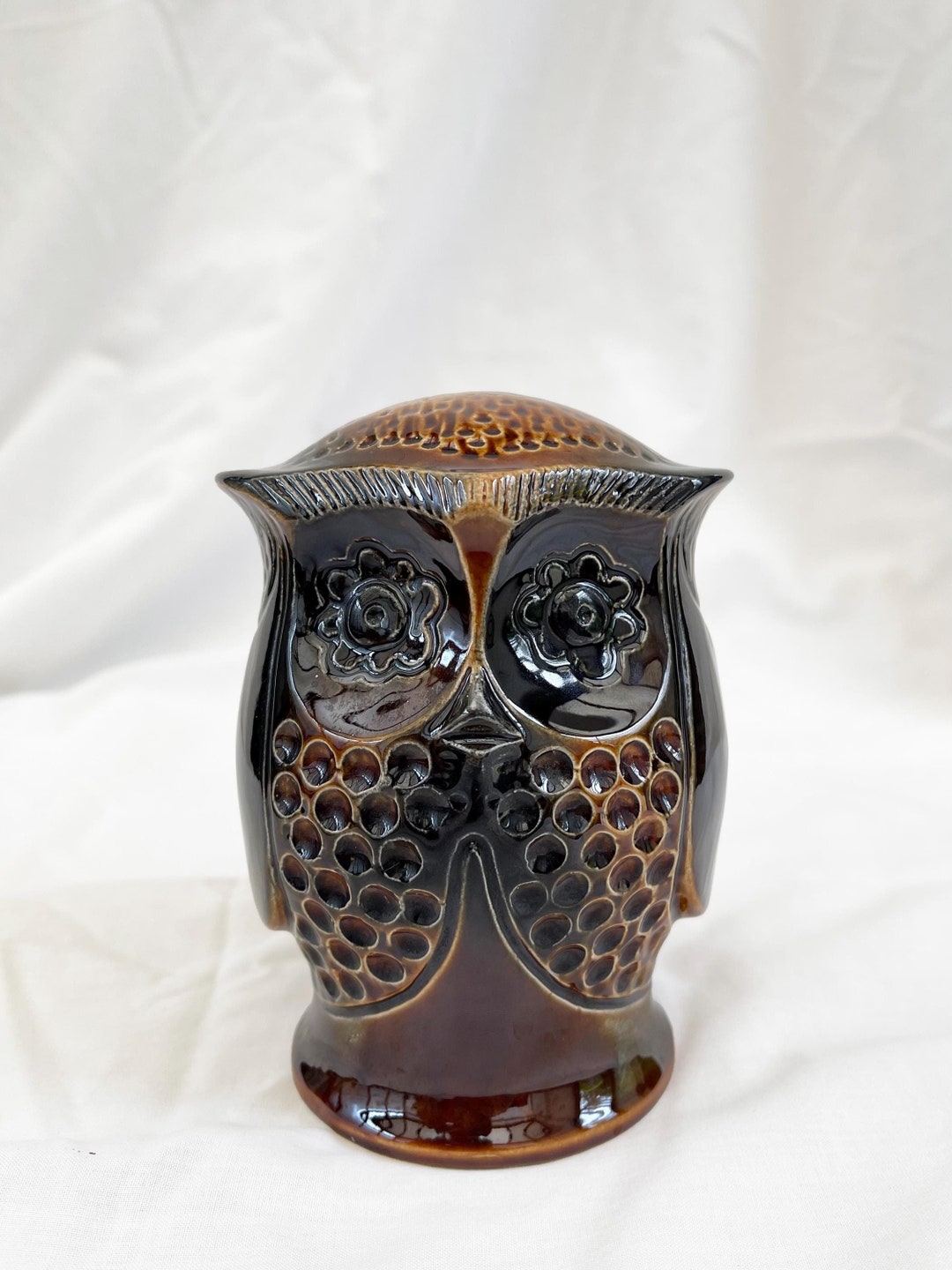 Vintage Mid Century Arthur Wood Owl Retro Dark Brown Ceramic Pottery ...