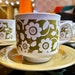 Six Retro Tams England Tea Cups and Saucers With Retro Floral Two Tone ...