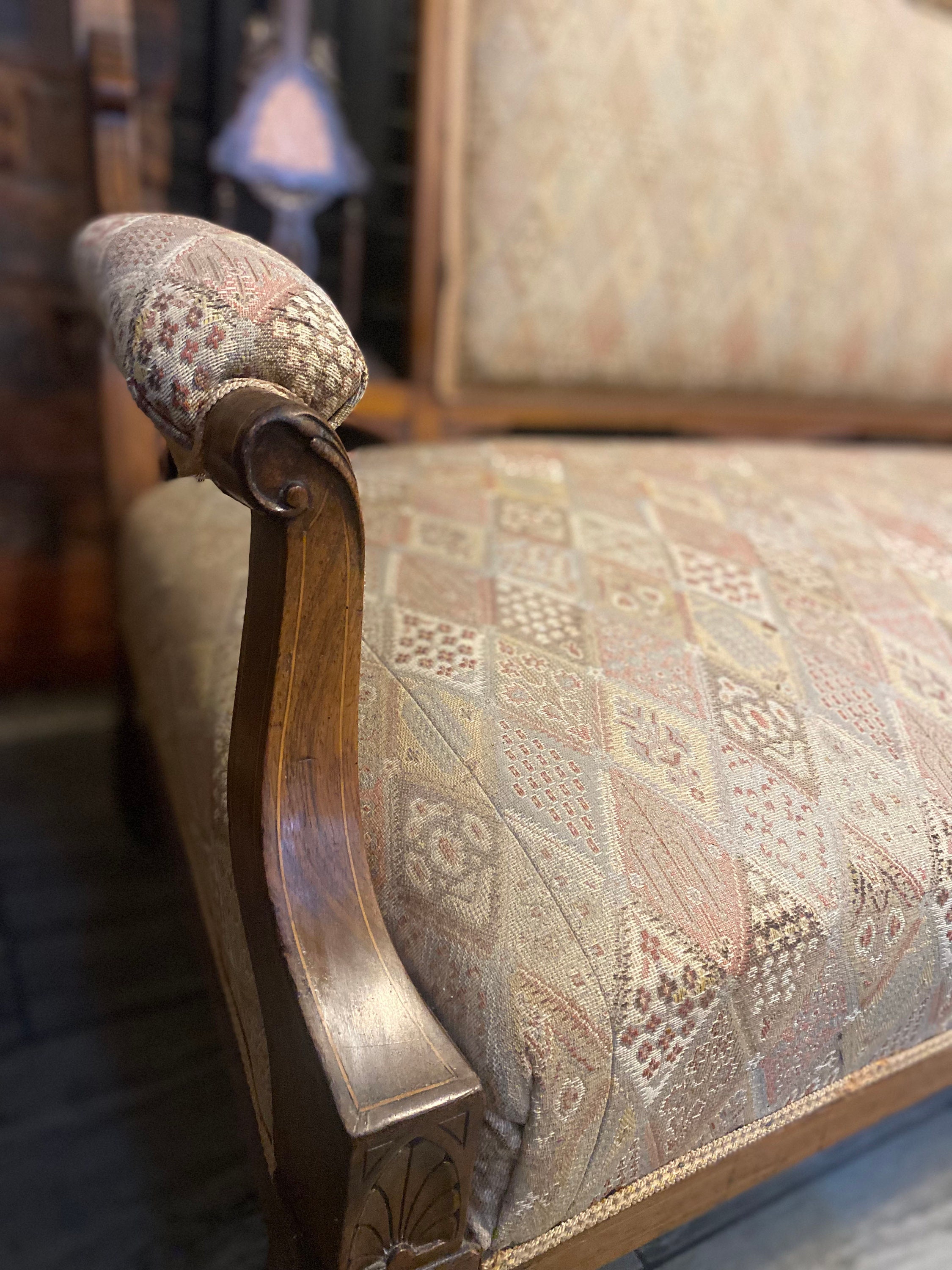 Arts and Crafts Victorian Wooden Sofa With Inlaid Details Finished in ...