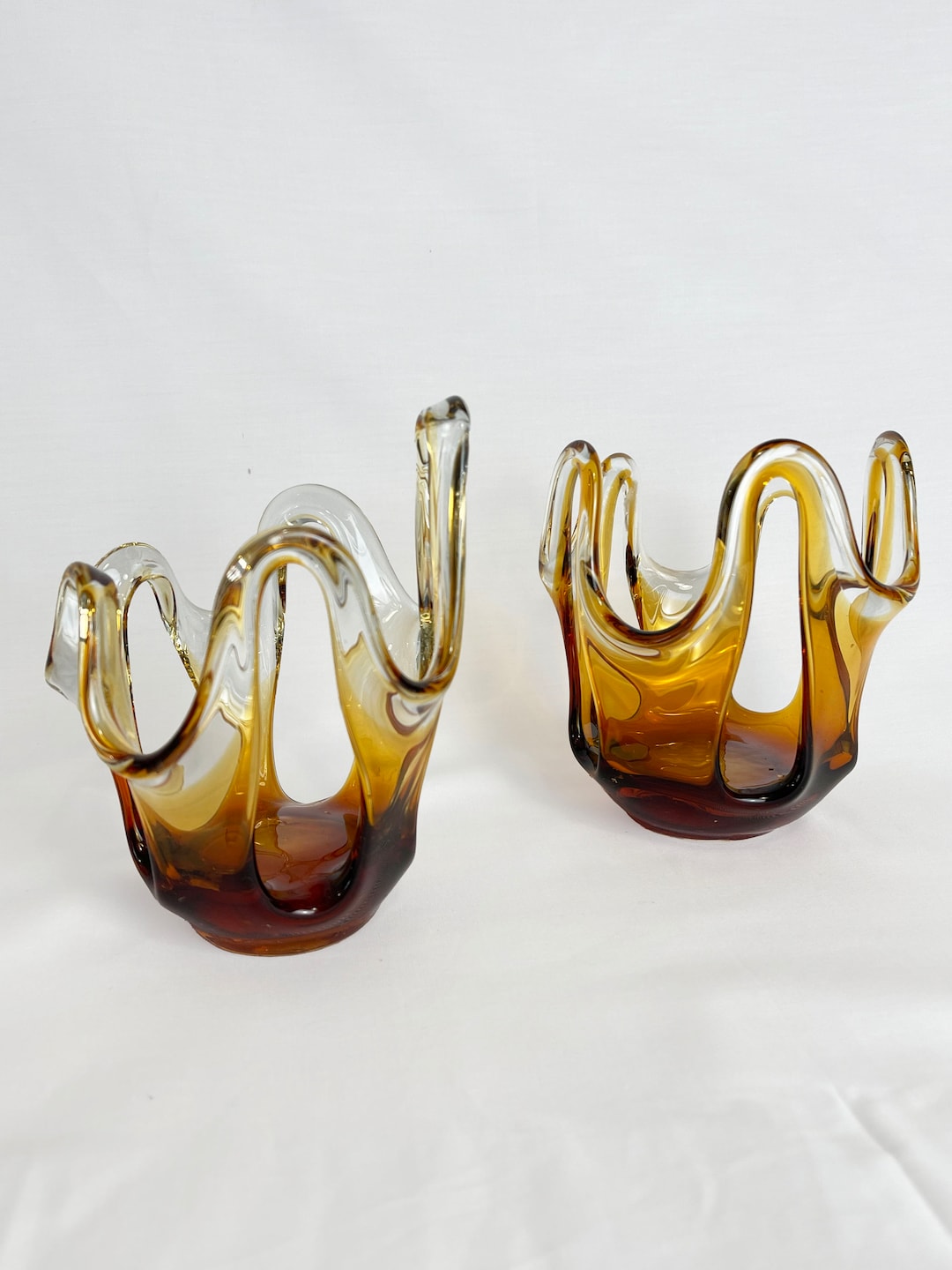 A Striking Pair of Vintage 1970s Makora Krosno Jozefina Art Glass, Two ...