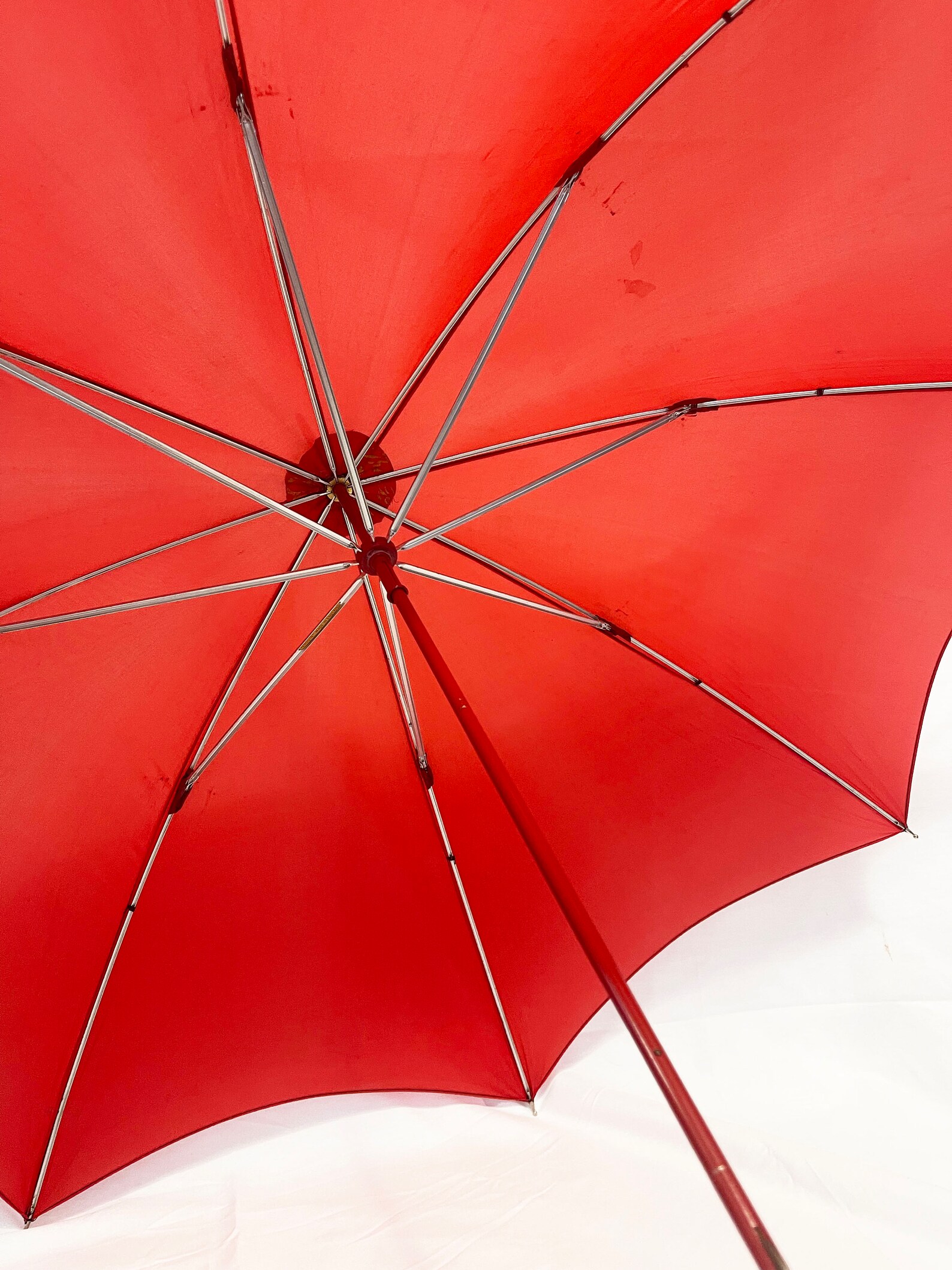 Mid-century Red Umbrella With Bamboo & Lucite Handle, Penguin of ...