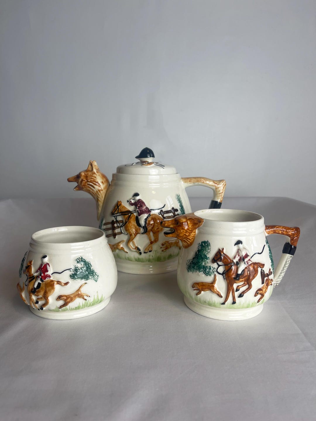 Vintage 1940's Fox & Hounds Tea Set by Paramount Pottery Co Ltd, PPC ...