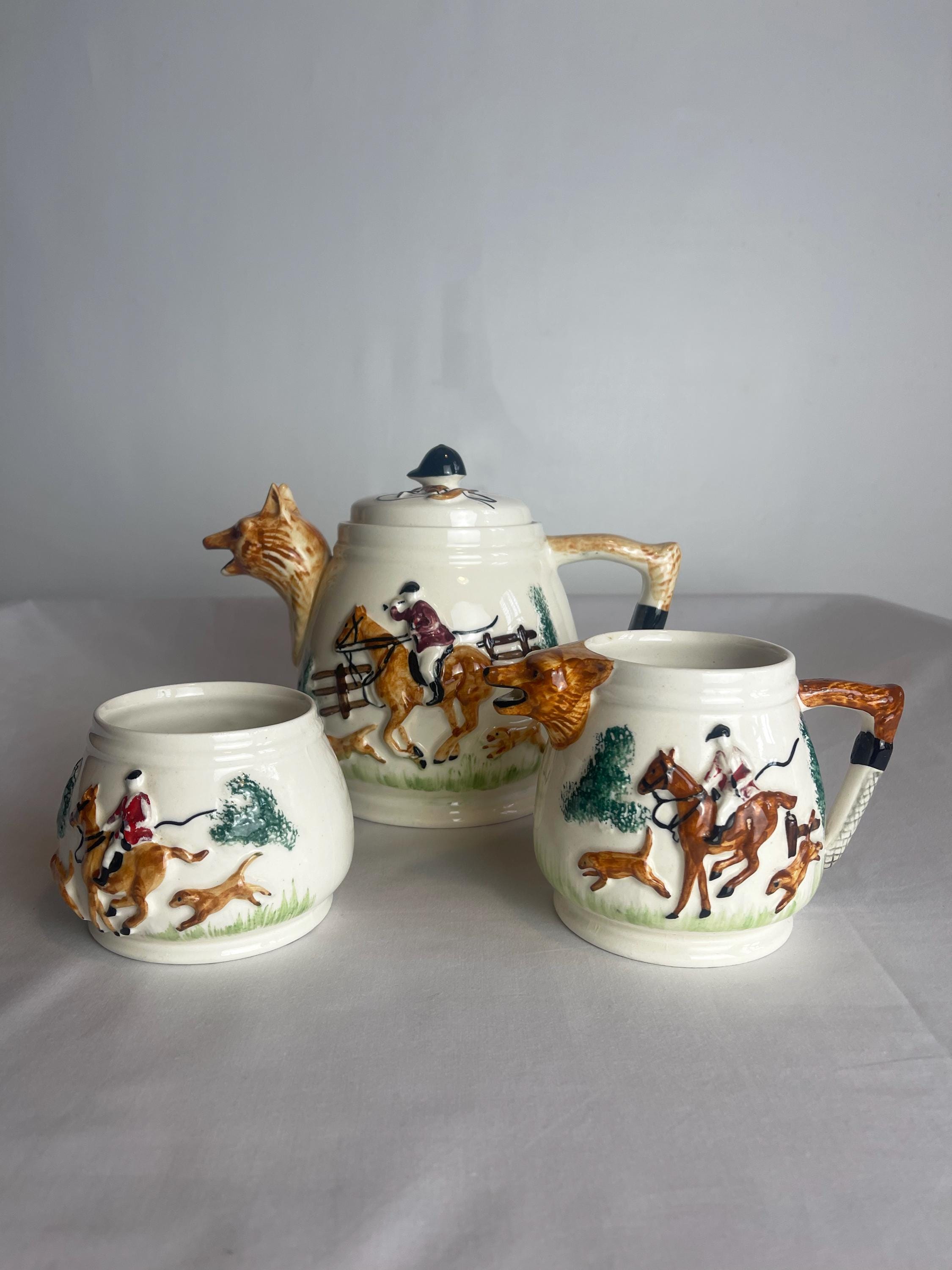Vintage 1940's Fox & Hounds Tea Set by Paramount Pottery Co Ltd, PPC ...