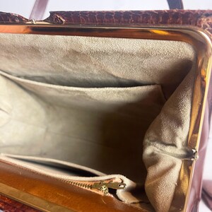 Vintage 1960's Chestnut Brown Snakeskin and Suede, Gold Metal Frame ...