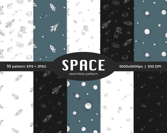 Space Digital Paper Space Seamless Pattern Scrapbook Paper | Etsy