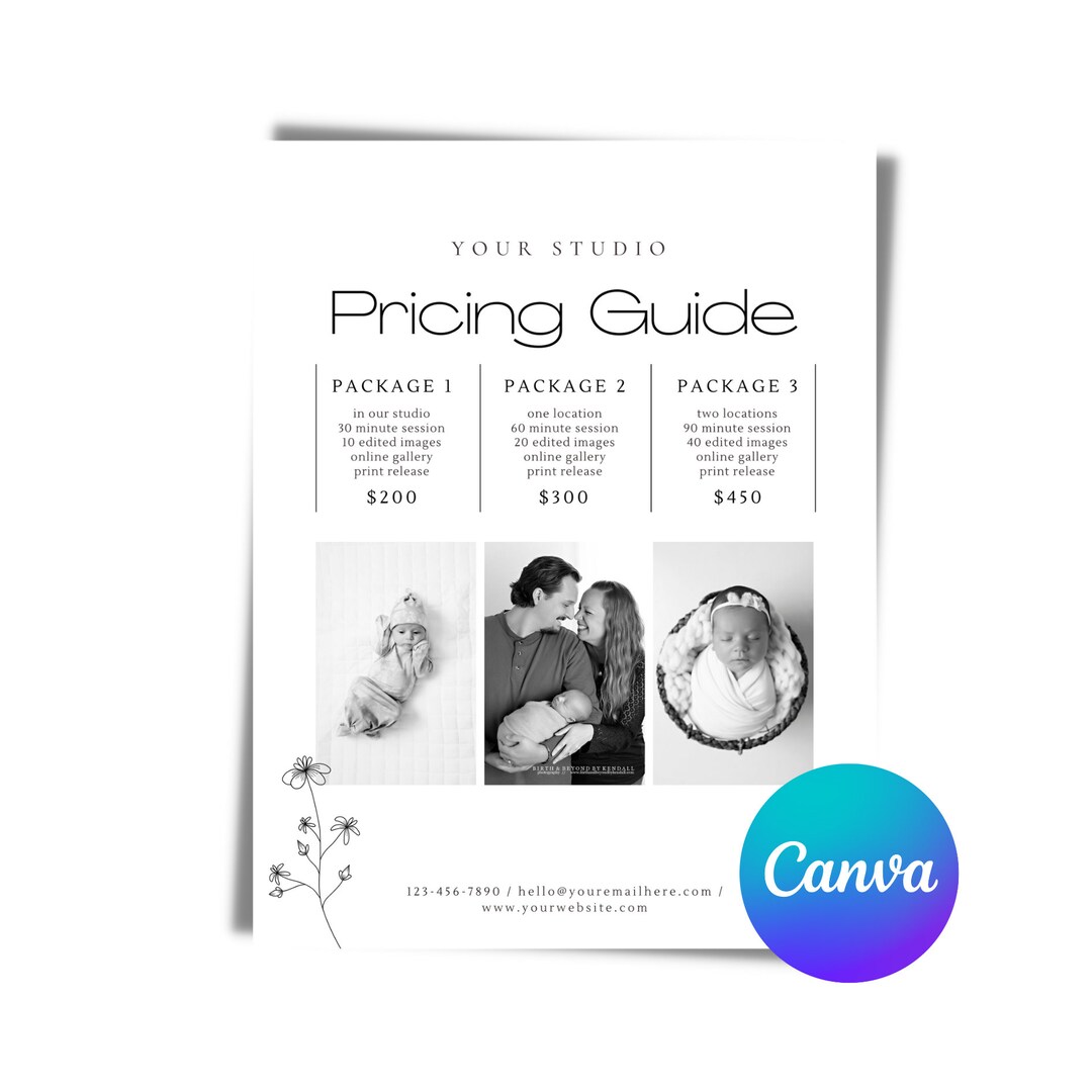 Simple Photographer Pricing Guide Canva Template, Minimalistic ...
