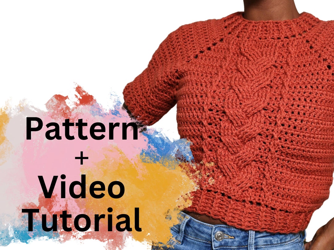 Crochet Raglan Cable Crop Top Pattern PDF INSTANT DOWNLOAD +video - Etsy