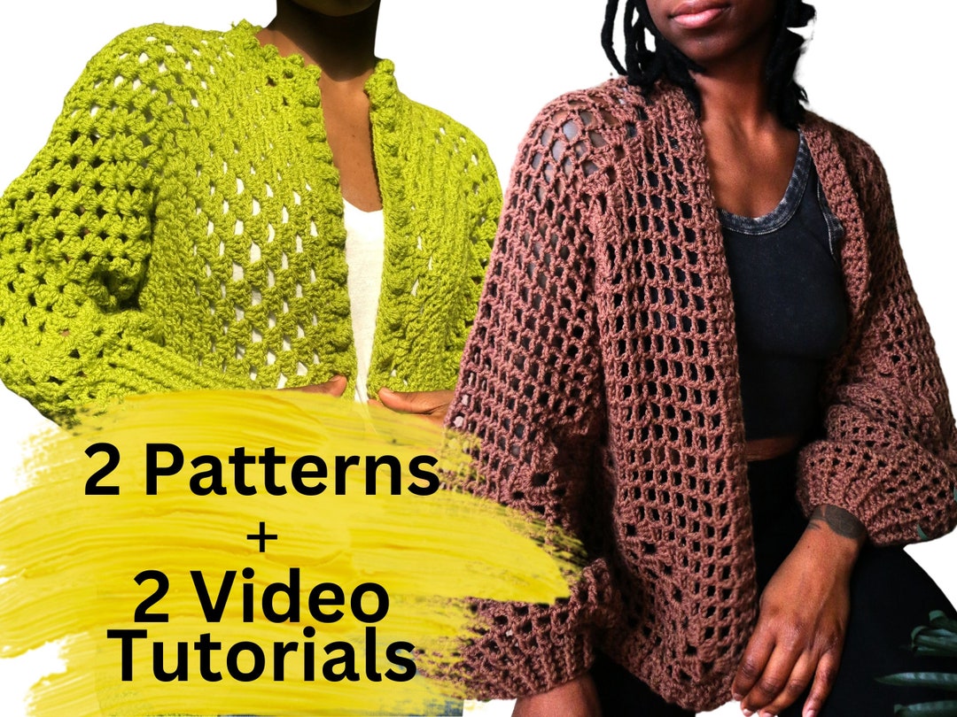 Crochet Hex 1 + 2 Cardigan Pattern Bundle + Videos - Etsy