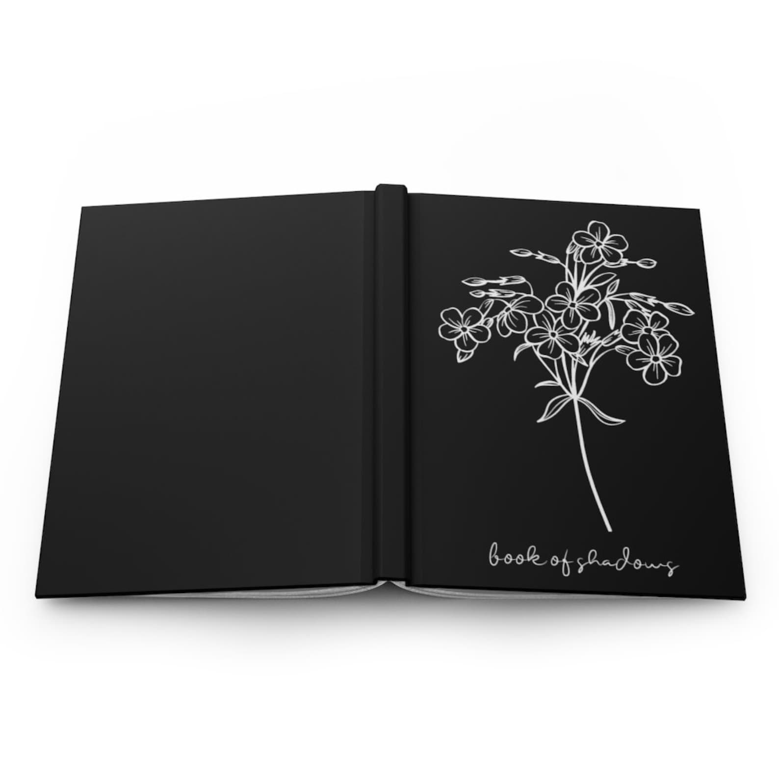 Hardcover Lined 75 Page Notebook | Flowers Book of Shadows Journal in ...