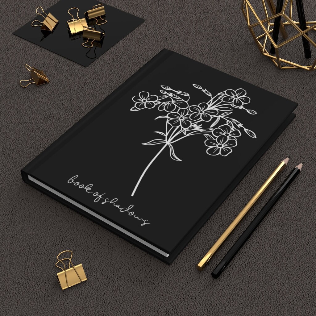 Hardcover Lined 75 Page Notebook | Flowers Book of Shadows Journal in ...